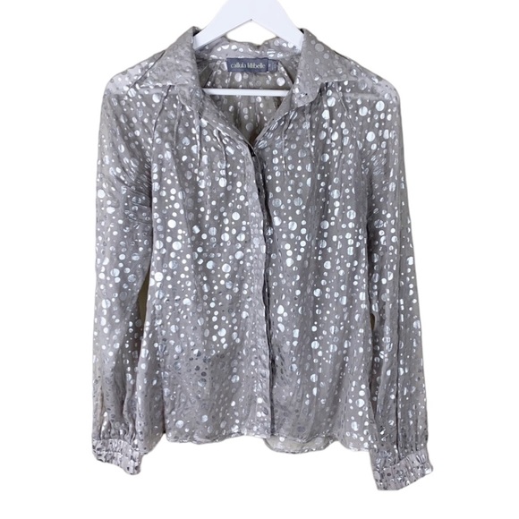callula lillibelle | Tops | Callula Lillibelle Silk Metallic Button ...